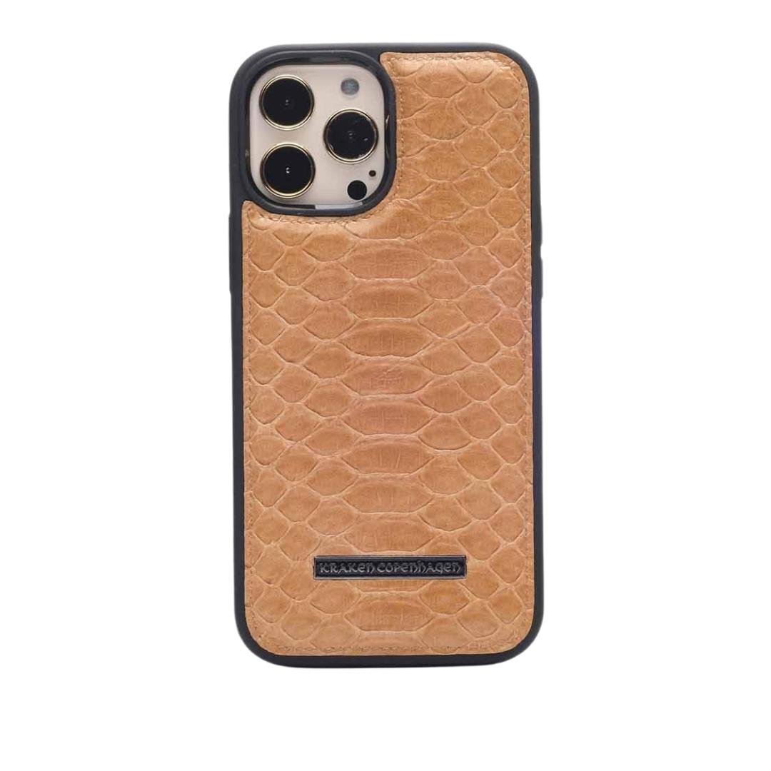 Genuine Python Leather IPhone Case -Beige